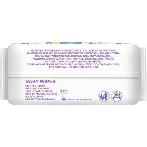 Baby Wipes - HAPPY BUM Sensitive Water Baby Diaper Wipes, Hypoallergenic, Unscented, 4 Flip-top packs (320 Wipes Total)