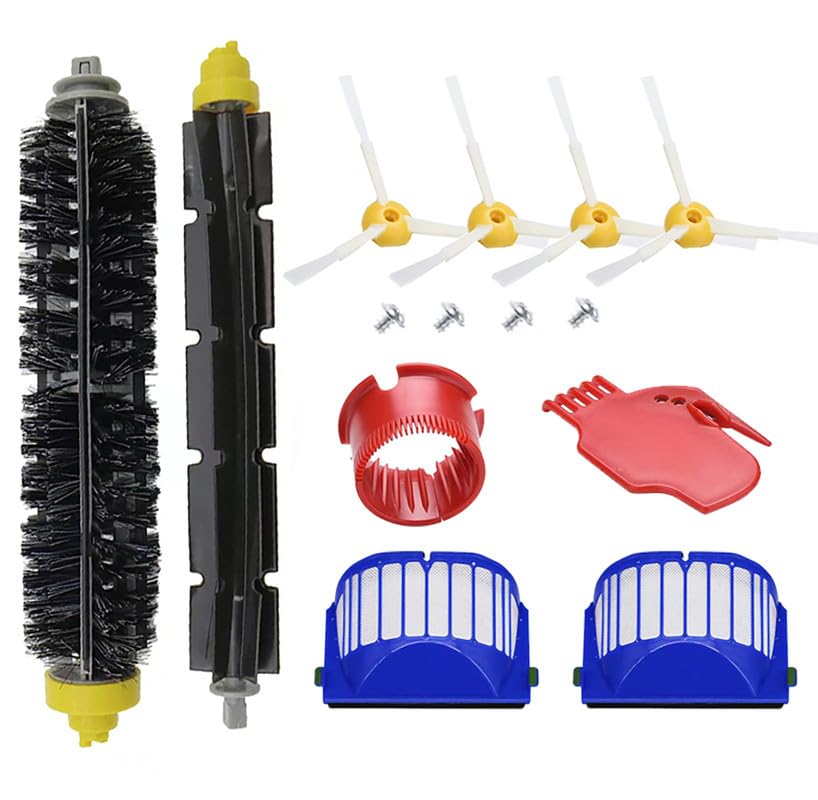 Replacement Parts Kit for irobot Roomba 600 Series 694 676 675 692 695 677 671 690 680 660 650 620 614 610 600 & 500 Series 595 585 564 Vacuum Robot, 1 Set Main Brush, 2 Filter, 4 Side Brushes