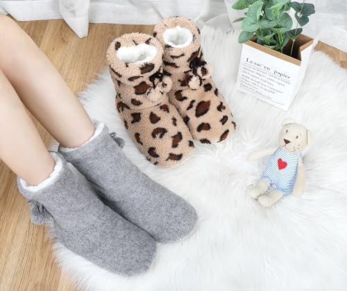 Panda Bros Slipper Socks For Women With Grippers, Fuzzy Womens Slipper Socks With Non Slip Bottoms, Cozy Warm House Slippers