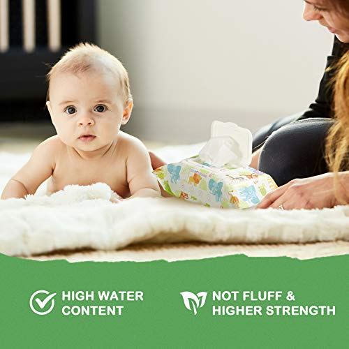 Baby Wipes - HAPPY BUM Sensitive Water Baby Diaper Wipes, Hypoallergenic, Unscented, 4 Flip-top packs (320 Wipes Total)