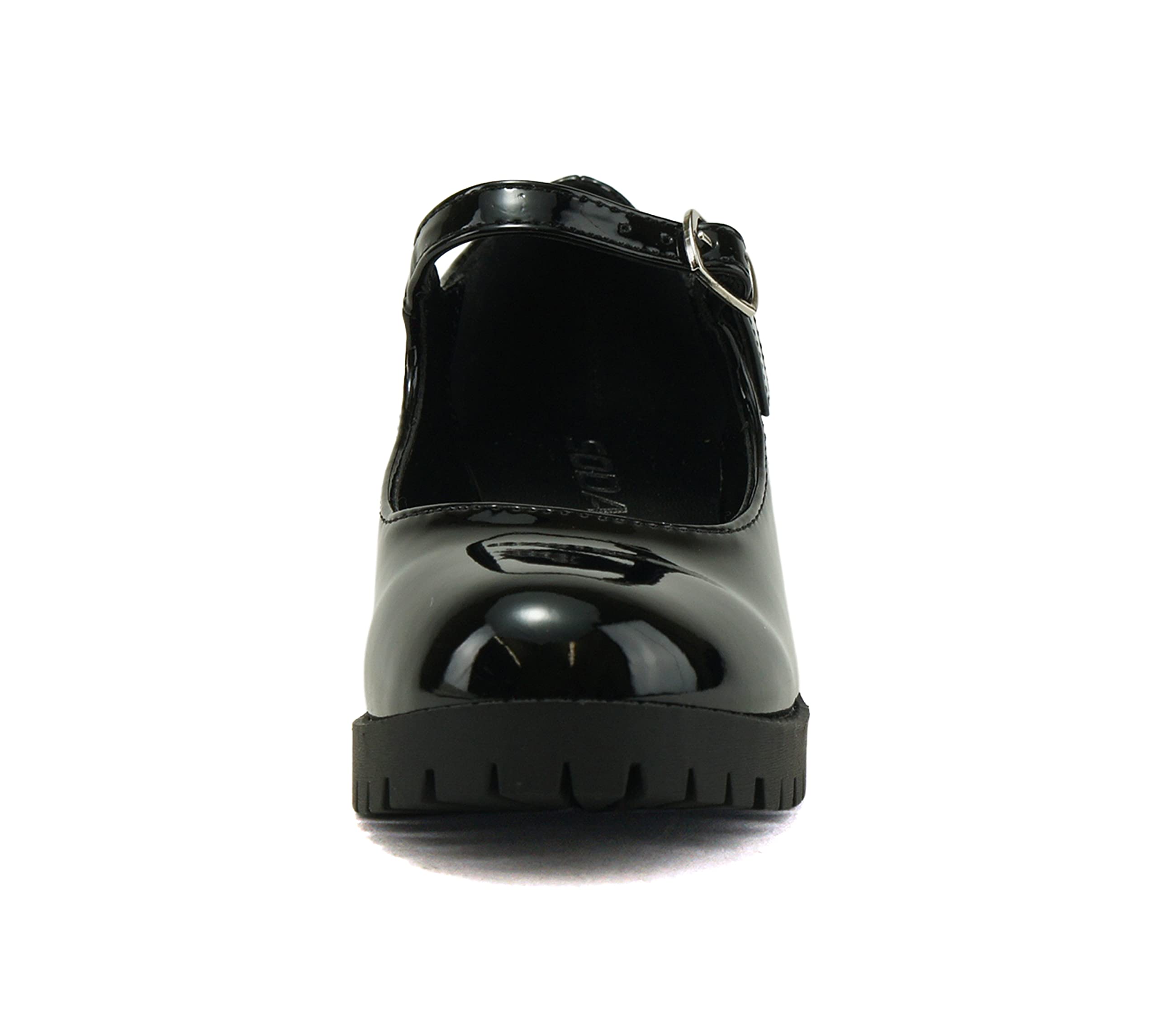Soda Boxer-2 Kids/Children/Girls Fashion Mary Jane Style Rounded Chunky Block Lug Sole Heel with Adjustable Strap (13 Little Kid, Black Patent, Numeric_13)