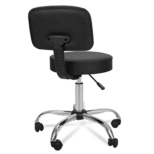 Nova Microdermabrasion Rolling Stool Swivel Salon Stool Chair Adjustable Drafting Stool Tattoo Office Massage Medical Facial Spa Stool with PU Cushion Backrest 4pcs
