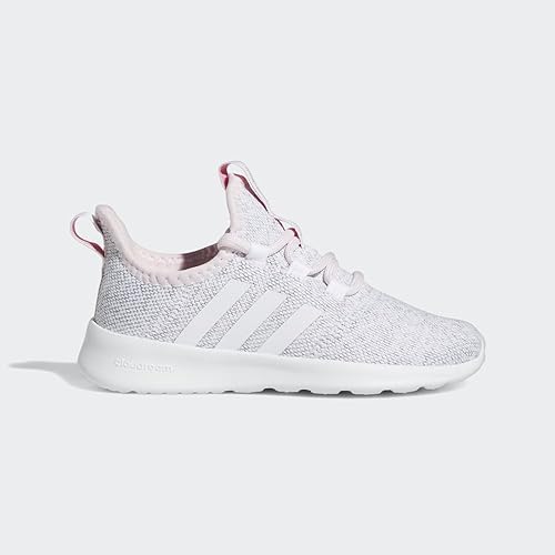 adidas Cloud Foam-Pure Running Shoe, White/White/Clear Pink, 4 US Unisex Big Kid