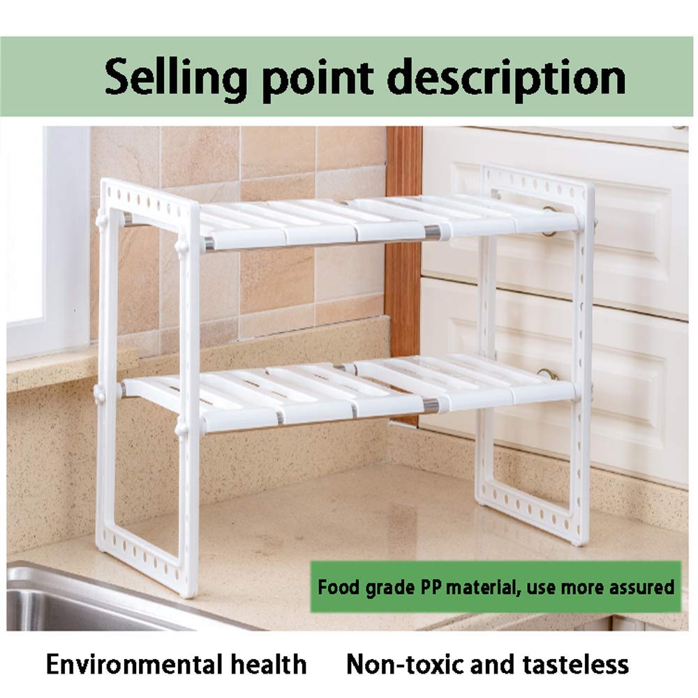 LEAYAN Under Sink Storage Under Sink Organizer Kitchen,Expandable Home Organizer Rack,Multifunctional Under Sink Organizer Home Storage Rack,for Bathroom Under Sink Rack Shelf, White 60 * 26 * 38cm