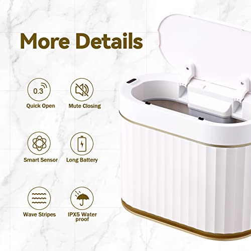 ELPHECO Mini Trash Can with Lid Small Desktop Trash Can with Lid, 1.3 Gallon Countertop Automatic Garbage Can, Small Plastic Tabletop Motion Sensor Waste Basket for Bathroom, Coffee, Bedroom, Office