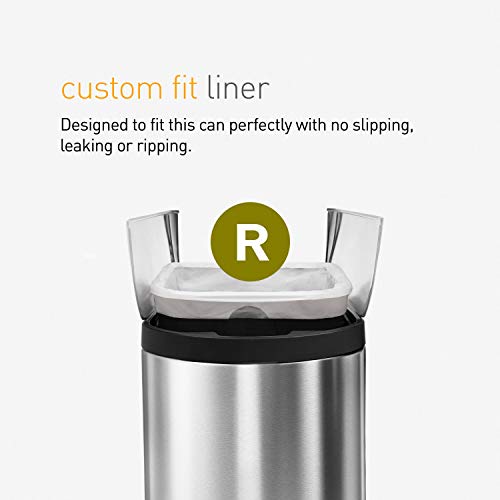 simplehuman 10 Liter / 2.6 Gallon Butterfly Lid Bathroom Step Trash Can, Brushed Stainless Steel with Black Trim