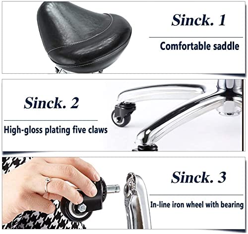 Gcxgz Rolling Swivel Stool Rolling Saddle Stool PU Leather Swivel Adjustable Rolling Stool with Wheels Salon Chair for Kitchen,Salon,Bar,Office,Massage (Color : Brown2)