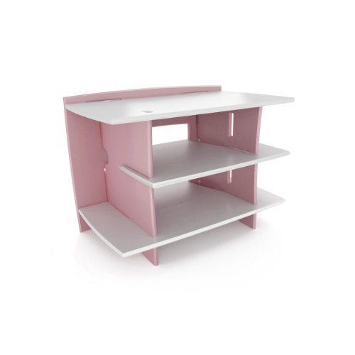 Legaré Furniture Kids Gaming and TV Media Stand, Standard Storage Unit for Bedroom, Basement, and Playroom, Pink and White
