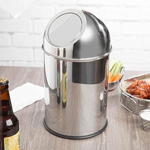G.E.T. SSTB-11 Stainless Steel 6.75" Stainless Steel Table Top Trash Can with Mirror Finish, Stainless Steel Coffee Station Collection