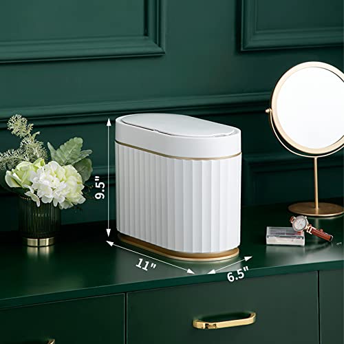 ELPHECO Mini Trash Can with Lid Small Desktop Trash Can with Lid, 1.3 Gallon Countertop Automatic Garbage Can, Small Plastic Tabletop Motion Sensor Waste Basket for Bathroom, Coffee, Bedroom, Office
