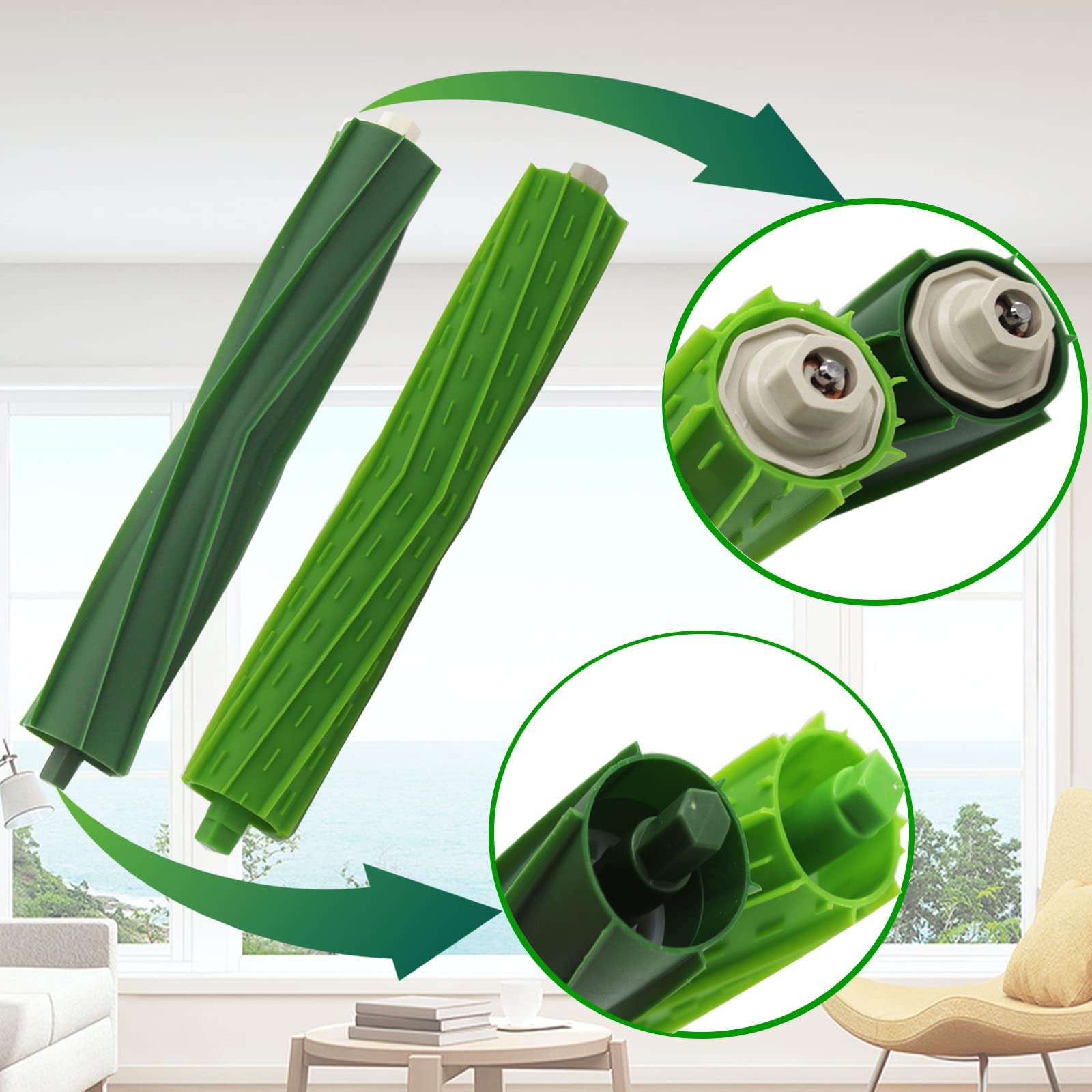 GYLBF Replacement Parts for iRobot Roomba i7 i7+ i3 i3+ i4 i4+ i6 i6+ i8 i8+ j7 E5 E6 E7 Vacuum Cleaner, Accessories Kit (3 Sets Roller Brushes, 8 Filters, 8 Side Brushes, 8 Dust Bags)