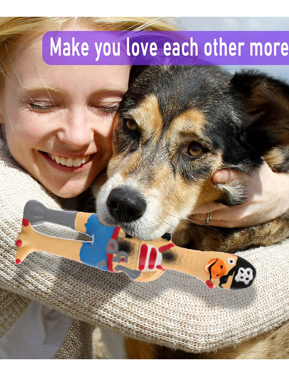 jooee Screaming Rubber Chicken Dog Squeaky Toy, 8.5 Inch Tall, Latex Chew Molar Dog Toy (Pirate)