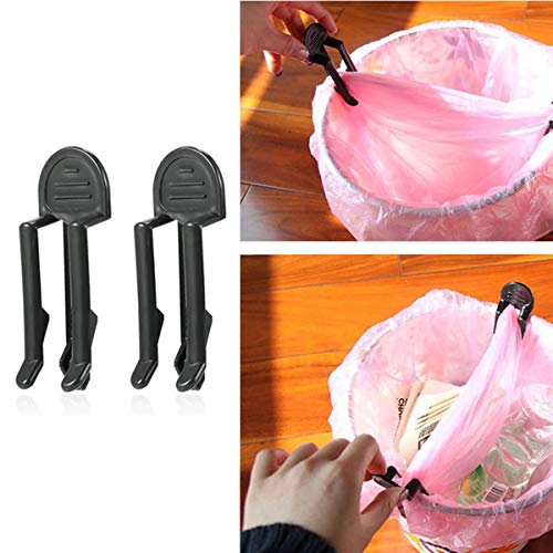 E-outstanding 20pcs 8x3.2cm Plastic Made Trash Can Bag Clip Black Color for Home and Kitchen Use