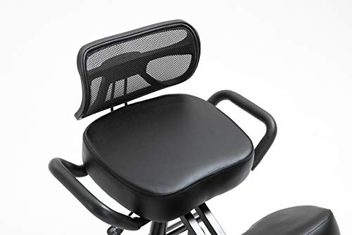 Beautiful Ergonomic Kneeling Chair with Thick Leather Cushions, Pneumatic Height Adjustment, Back Support, Side Handles, Back Pain Relief, Work from Home & Office, Black Stork [Updated August 2021]