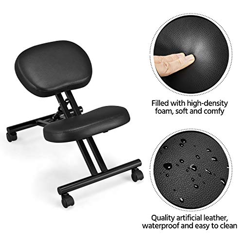 Topeakmart Ergonomic Kneeling Chair Improve Posture & Neck Pain Home Office Desk Chairs Flexible Seating Rolling Adjustable Stool