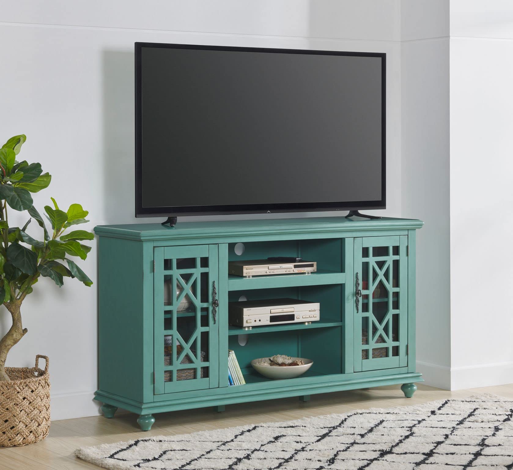 Martin Svensson Home Elegant Antique Teal 2 Door 63" TV Stand