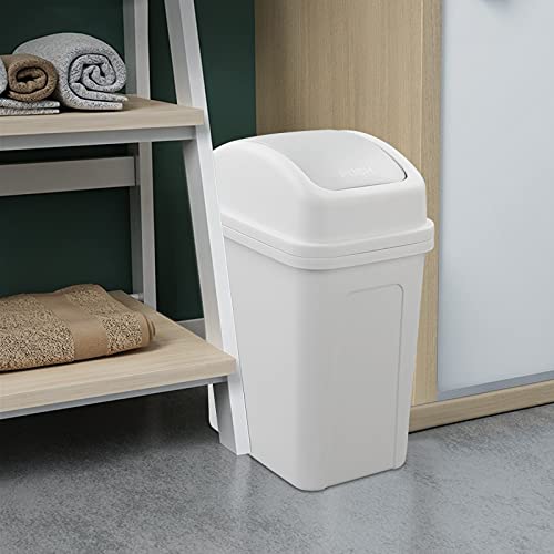 Vababa 3-Pack 4 Gallon Plastic Trash Can with Swing Lid, Swing-Top Waste Can, Gray