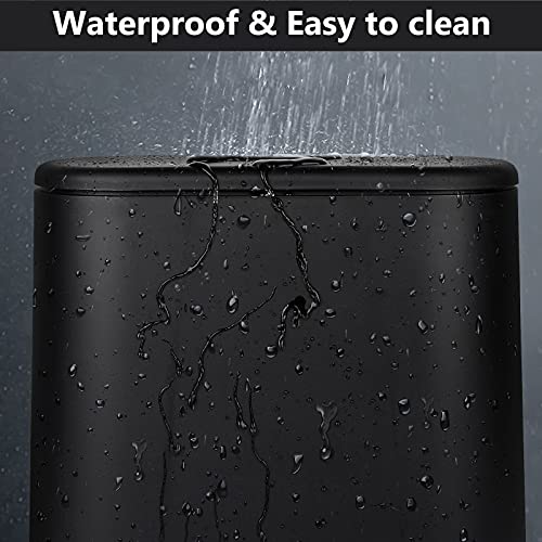Trash Can, 10 Liter / 2.4 Gallon Plastic Slim Garbage Container Bin with Press Top Lid, Waste Basket for Kitchen, Bathroom, Living Room, Office, Narrow Place(Black)