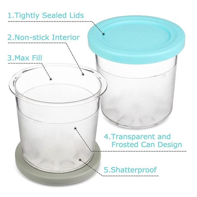 PandaTools 16oz pint containers 4-pack for Ninja Creami Regular models NC301, NC300, NC299AMZ