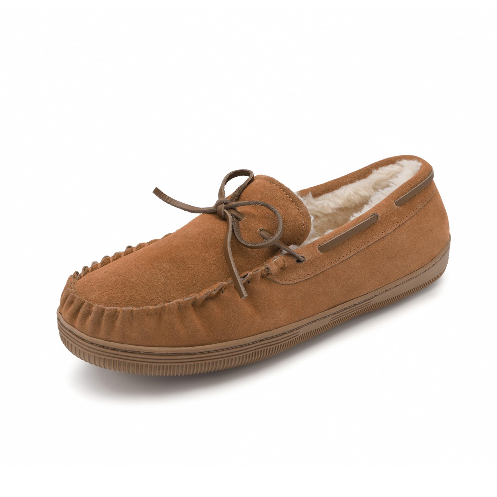 DREAM PAIRS Men's Moccasin Slippers Fuzzy Plush House Shoes Indoor Outdoor Fleece Lining Loafers,Size 10.5,TAN,FUR-LOAFER-01