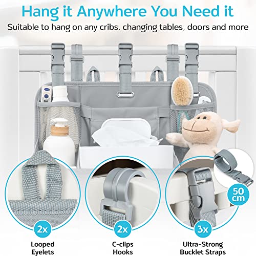 XL Hanging Diaper Caddy Organizer β Reinforced Diaper Stacker for Crib that Keeps Shape β Hanging Diaper Organizer for Changing Table, Playard, Wall & Door β Diaper Holder for Newborn Baby Girl & Boy