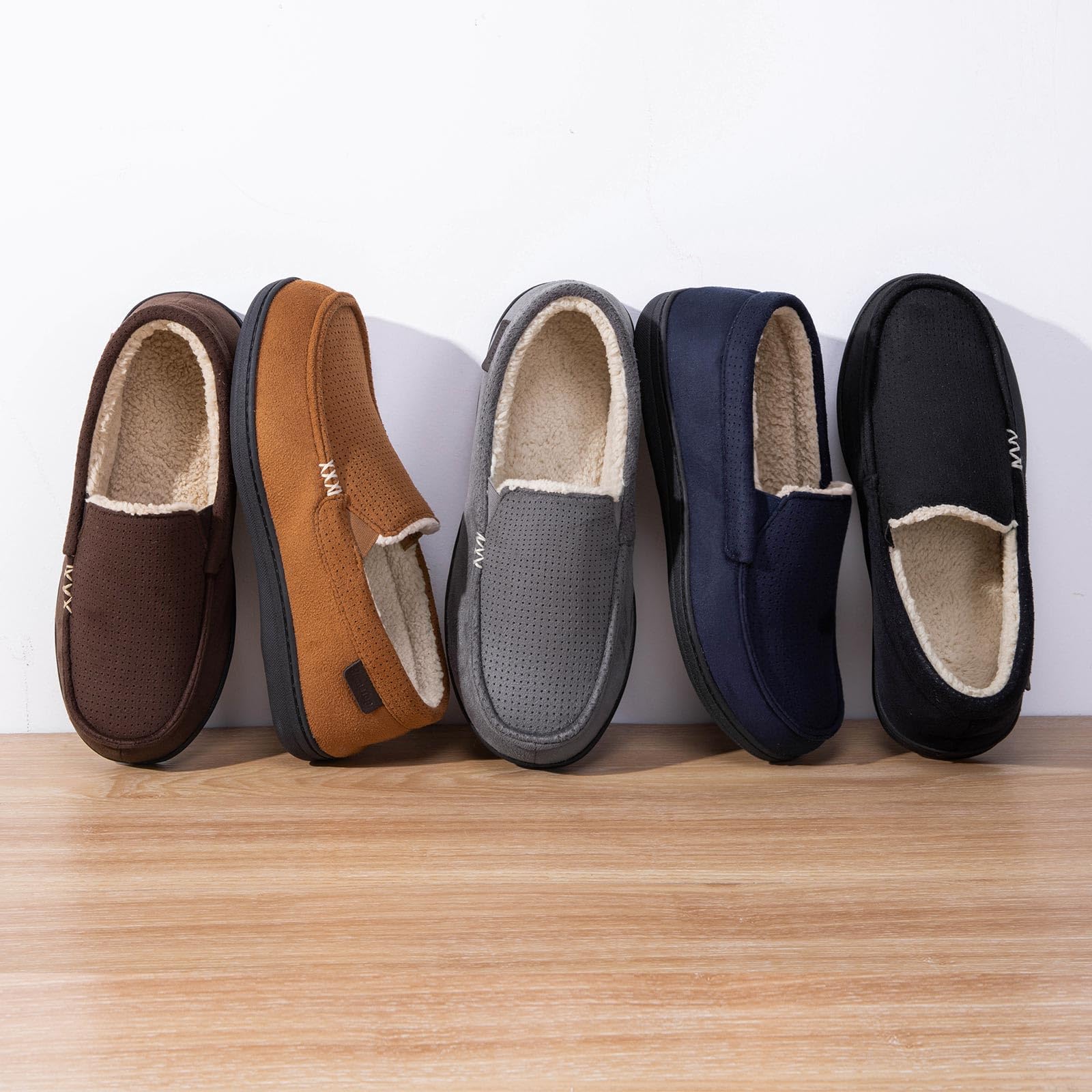 HomeTop Men's Classic Moccasin Slippers Comfy Memory Foam Indoor House Shoes Dark Gray,11 US