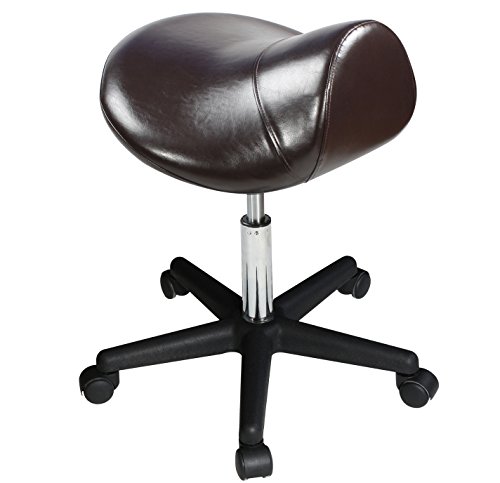 Master Massage Ergonomic Swivel Saddle Rolling Hydraulic Stool in Coffee for Clinic,Salons,debtists,Home,Office