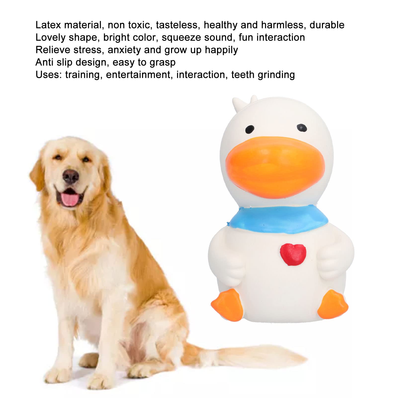 Latex Duck Dog, Interactive Funny Squeak Rubber Duck Dog Toys Cute for Puppy Chewing PlayingYellow (White)