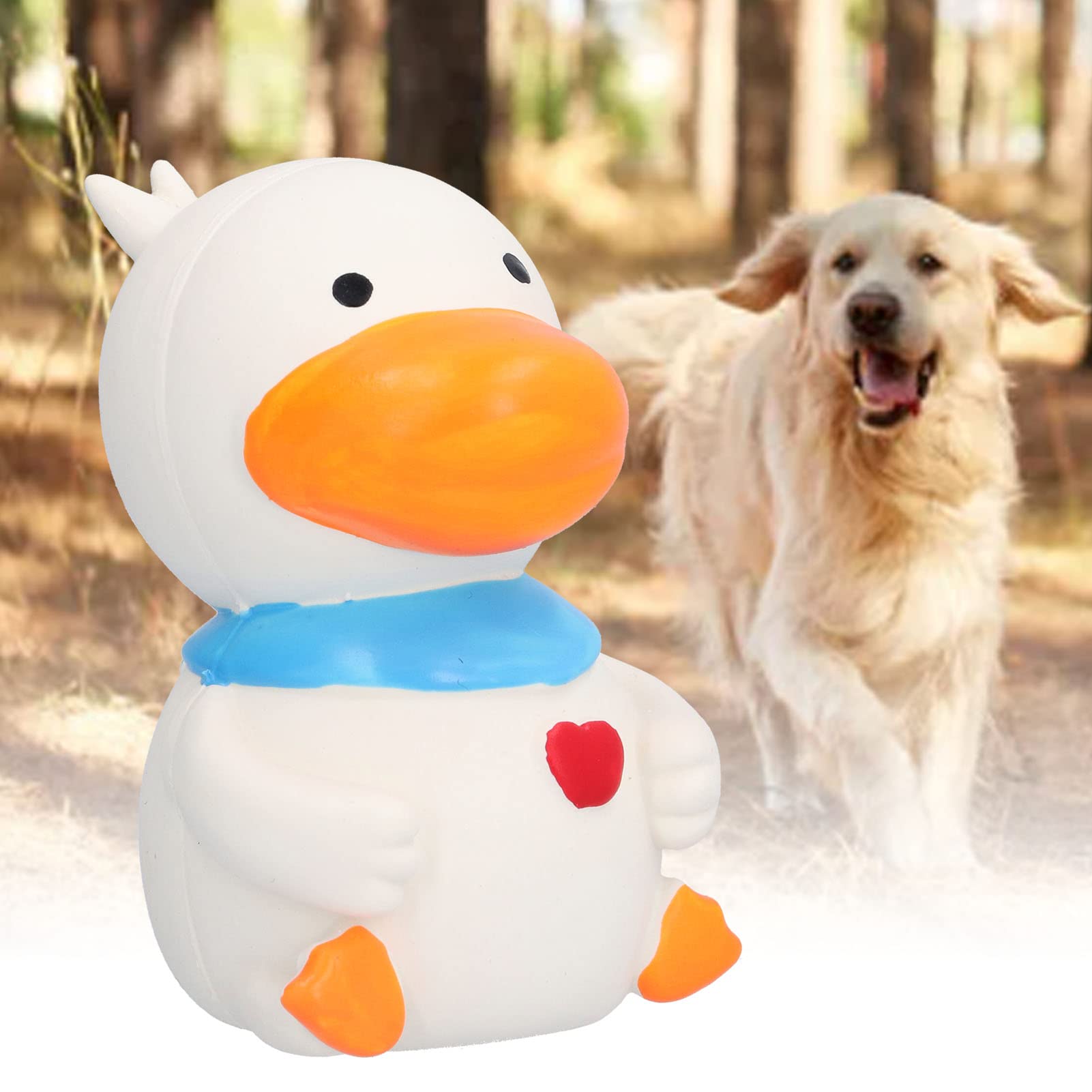 Latex Duck Dog, Interactive Funny Squeak Rubber Duck Dog Toys Cute for Puppy Chewing PlayingYellow (White)