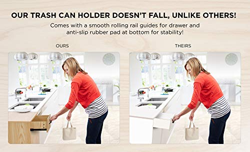 Tilt Out Trash Bin Cabinet Tilt Out Trash Can Cabinet Hide Away Kitchen Island Wooden Trash Can for Kitchen with Removable Cutting Board Wood Storage Drawer Indoor Trash Cabinet Holds Upto 10 Gallons