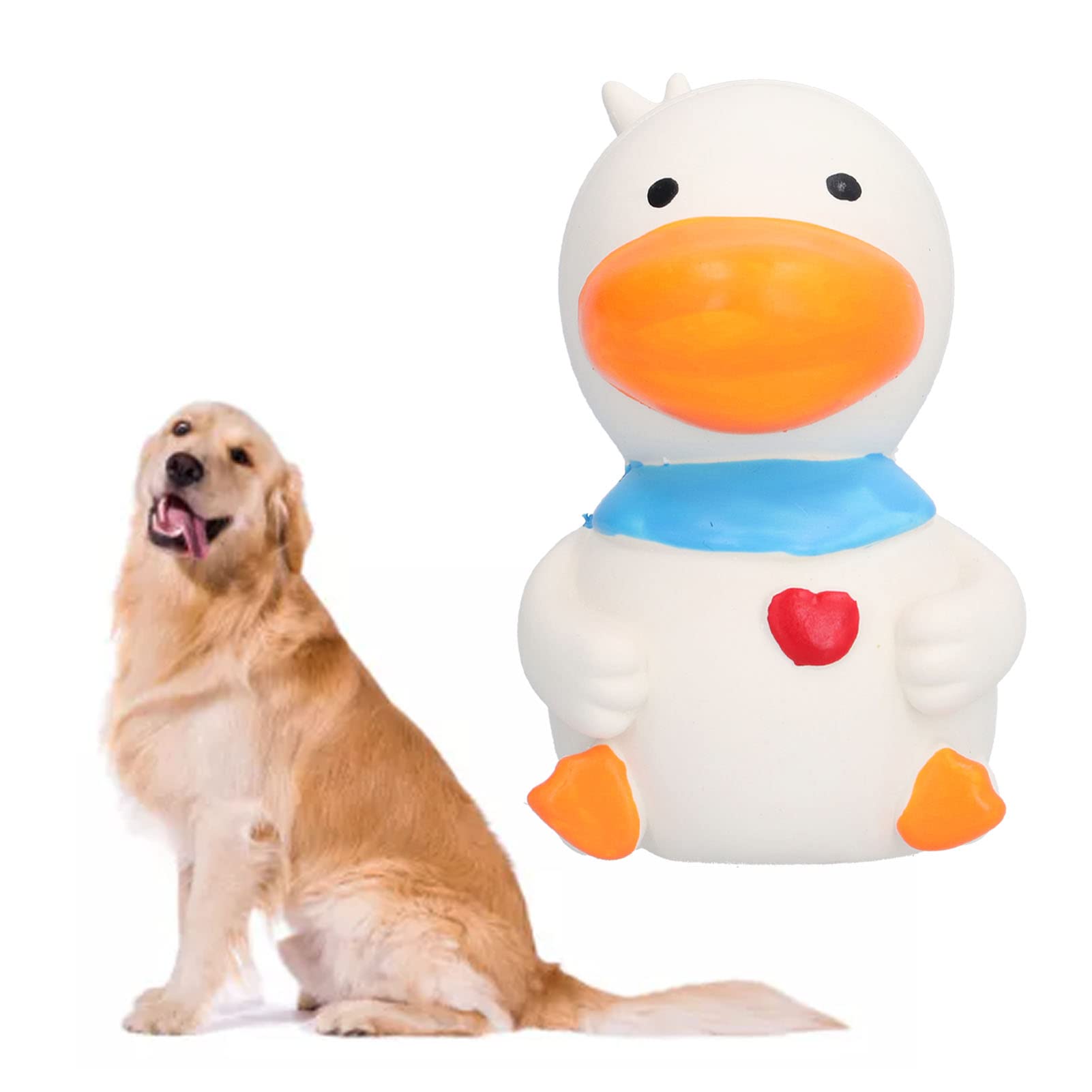 Latex Duck Dog, Interactive Funny Squeak Rubber Duck Dog Toys Cute for Puppy Chewing PlayingYellow (White)