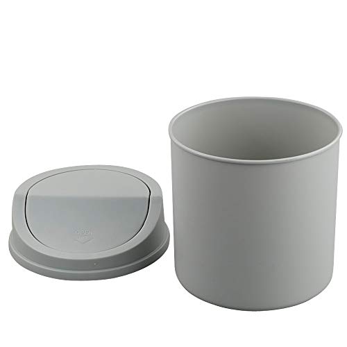 CadineUS 2 Liter Mini Desktop Trash Can with Swing Lid Tiny Garbage Can Trash Bin (Grey)