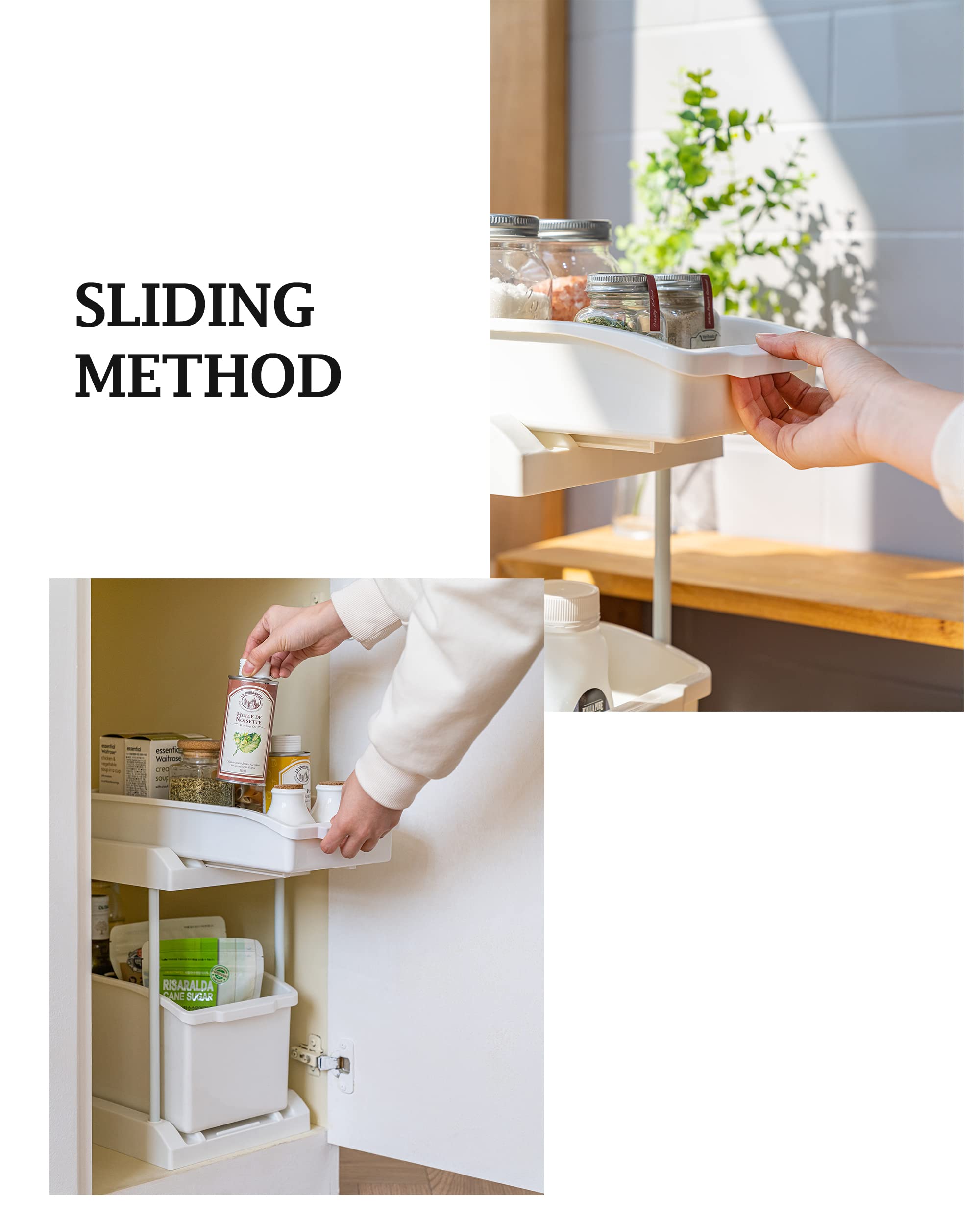 COELO Under Sink Organizer 2-Tier Shelf Kitchen Bathroom Cabinet Multi-purpose Multi-use Dish Brush Storage Sponge Holder Standing Rack, White