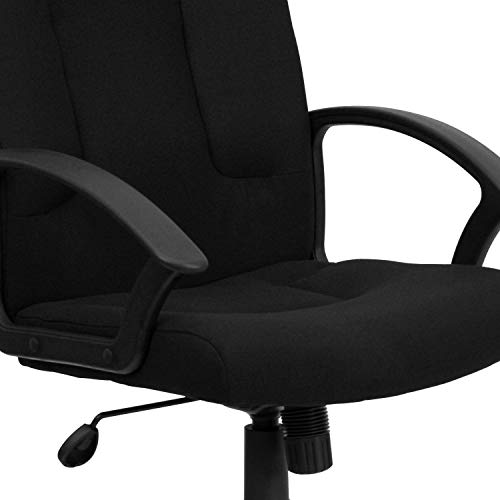Flash Furniture Mid-Back Black Fabric Executive Swivel Office Chair with Nylon Arms