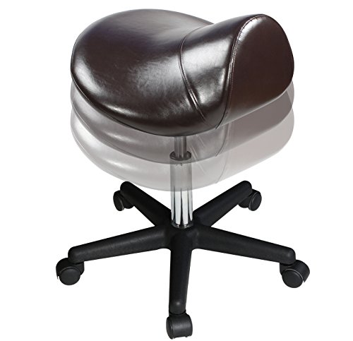 Master Massage Ergonomic Swivel Saddle Rolling Hydraulic Stool in Coffee for Clinic,Salons,debtists,Home,Office