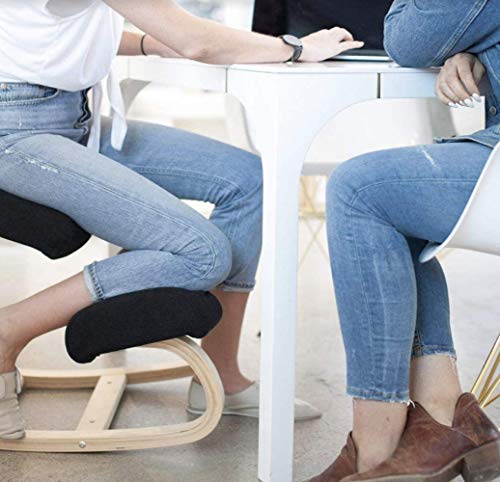 Kneeling Chair, Ergonomic Rocking Kneel Seat Mobile, Relieving Stress Backs Neck Pain, Posture Correcting Wood Knee Stool for Home Office Good Posture Computer Stool,Gray