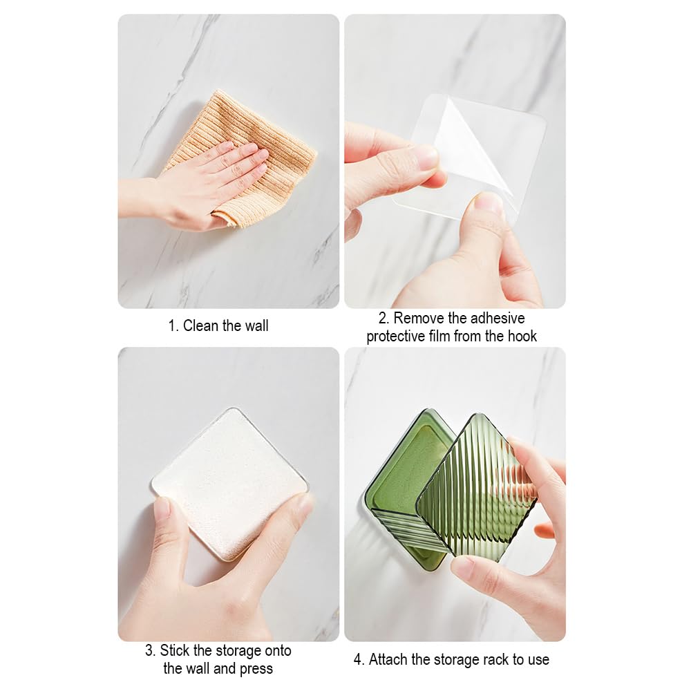 VALINK Sink Sponge Holder, Plastic Sink Sponge Caddy Sink Organizer Cleaning Cloth Storage, Adhesive Sponge Holder for Kitchen Sink White