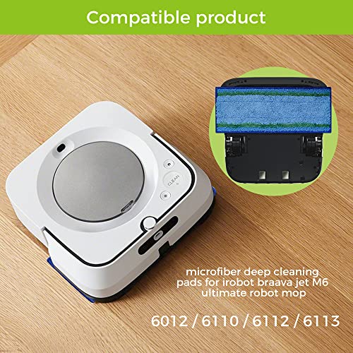 KVLZ Mop Pad Accessories for iRobot Braava Jet m6 Series Ultimate Robot Mop,Upgrade M6 Wet mop mat Washable and Reusable Robot Wet Mopping Pad Replacement Parts(Blue -4 Pack)