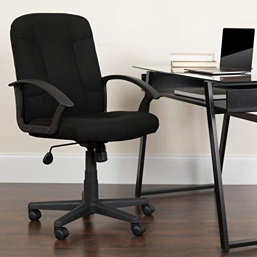 Flash Furniture Mid-Back Black Fabric Executive Swivel Office Chair with Nylon Arms