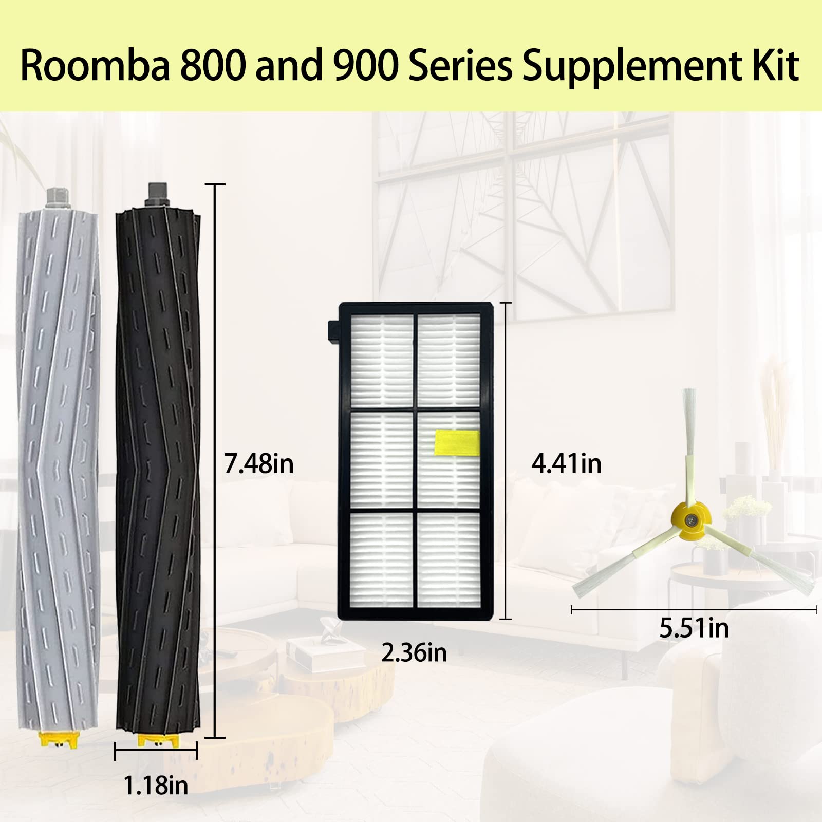 Replacement Parts for iRobot Roomba 800 900 Series 805 860 870 871 880 890 960 980 985 Vacuum Cleaner Accessories,10 HEPA filters, 10 side brushes, 3 roller brushes