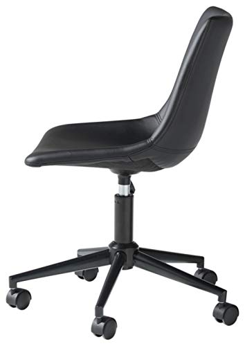 Signature Design by Ashley Faux Leather Adjustable Swivel Bucket Seat Home Office Desk Chair, Black