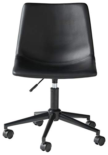 Signature Design by Ashley Faux Leather Adjustable Swivel Bucket Seat Home Office Desk Chair, Black