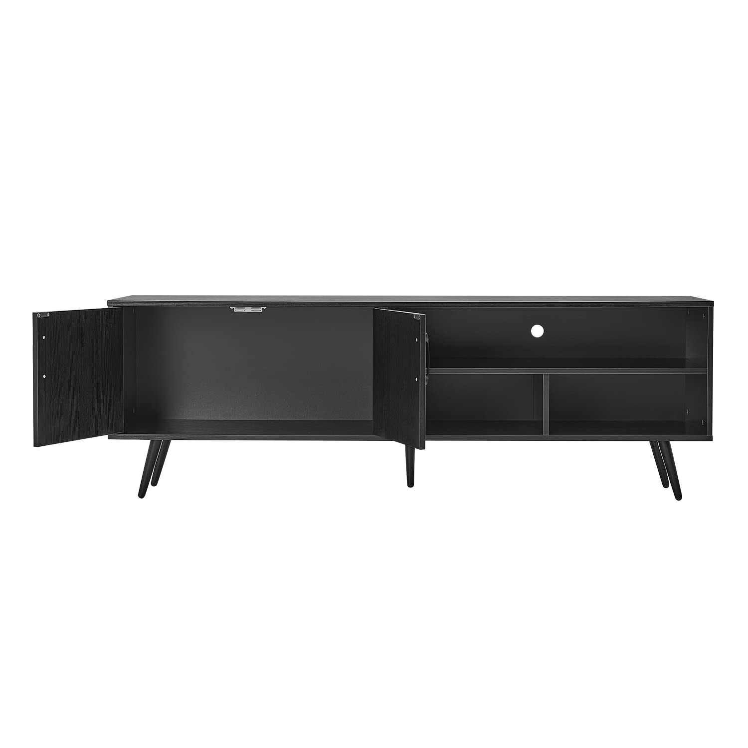 Panana TV Stand Television Console Unit Cabinets with 3 Open Cubby and 2 Doors for Living Room Bedroom for TVs up to 70 Inches (62.99 Inches Black)