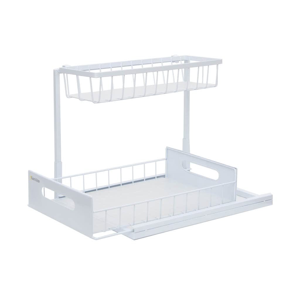 Under Sink Organizers and Storage - Under Sliding Cabinet Basket Organizer Drawer - Makeup Organizer - Kitchen Sink Organizer - Bathroom Organizer - Pull Out Cabinet Organizer (WHİTE)
