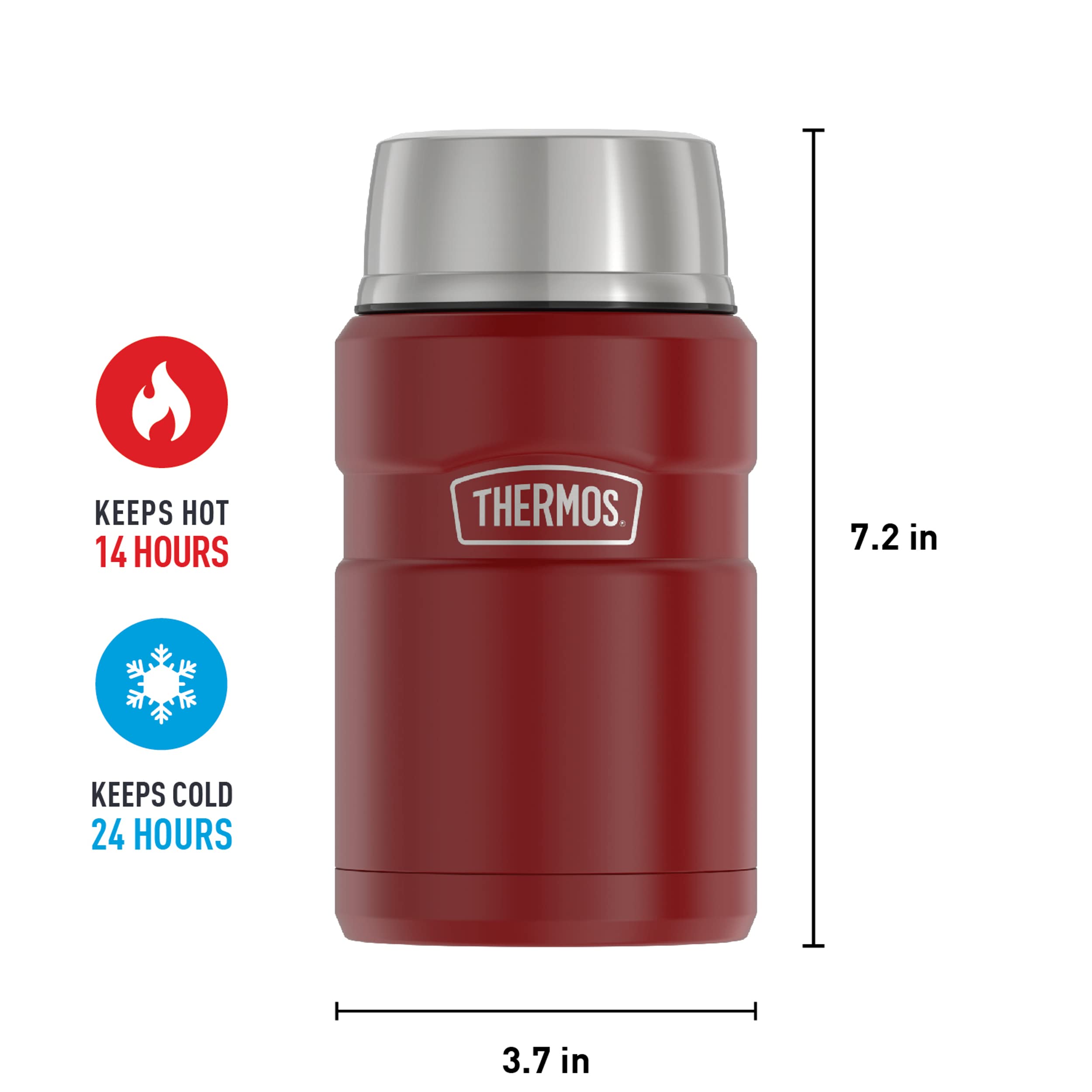 THERMOS Stainless King Vacuum-Insulated Food Jar, 24 Ounce, Rustic Red