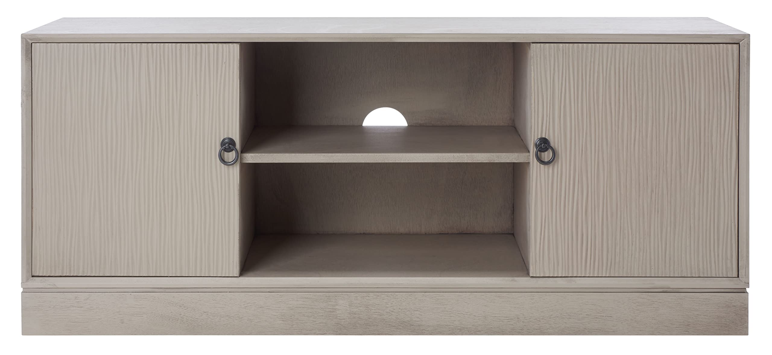 SAFAVIEH Home Collection Aliyah Greige 2-Door 1-Shelf Entertainment Media Stand up to 55" Flatscreen TV