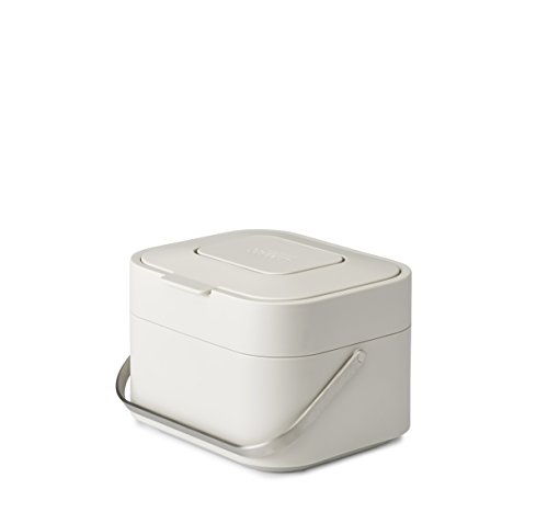 Joseph Joseph 30015 Intelligent Waste Compost Bin Food Waste Caddy with Odor Filter and Ventilation, 1 gallon / 4 liters, Stone