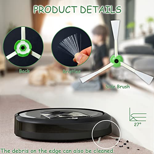 Gusnilo 6 Side Brush Replacement Accessories for irobot Roomba i/e Series Robotic Vacuum Cleaner E5 E6 i3 i3+ i7 i7+ i6 i6+ j7 j7+ Replacement Parts Kit with 6 Screws 1 Screwdriver 1 Small Brush