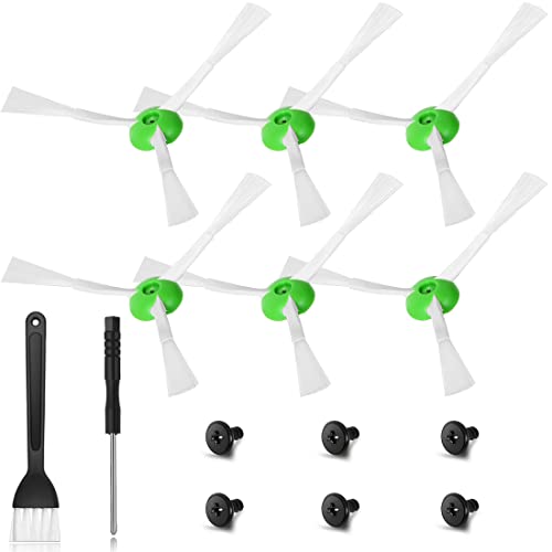 Gusnilo 6 Side Brush Replacement Accessories for irobot Roomba i/e Series Robotic Vacuum Cleaner E5 E6 i3 i3+ i7 i7+ i6 i6+ j7 j7+ Replacement Parts Kit with 6 Screws 1 Screwdriver 1 Small Brush