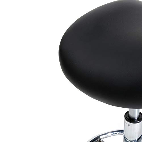 Saddle Stool Swivel Rolling Chair, Ergonomic Saddle Stool with Wheels, Height Adjustable, for Kitchen, Salon, Spa, Tattoo, Clinic (Black)